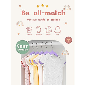 HOUSE DAY Velvet Baby Hangers 50 Pack, Premium Children's Hangers for Baby, Infant & Toddler Clothes, Durable Non Slip Baby Felt Hangers Purple, 11 Inch Baby hangers for Closet, Ideal for Everyday Use
