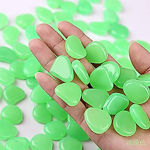 Muzero Glow in The Dark Pebbles, 100pcs Green Glowing Rocks Luminous Stone for Fish Tank, Garden Yard, Path Patio Aquariums Rocks Decor Light Up Rocks