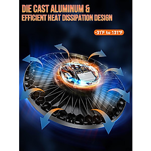 UFO LED High Bay Light - 10 Pack 200W 28000LM High Bay LED Light with US Plug 6.56FT Cable and LED Transformer, 7000k Daylight LED Shop Lights for Workshop for Garage, Factory, Workshop, Barn, Shop