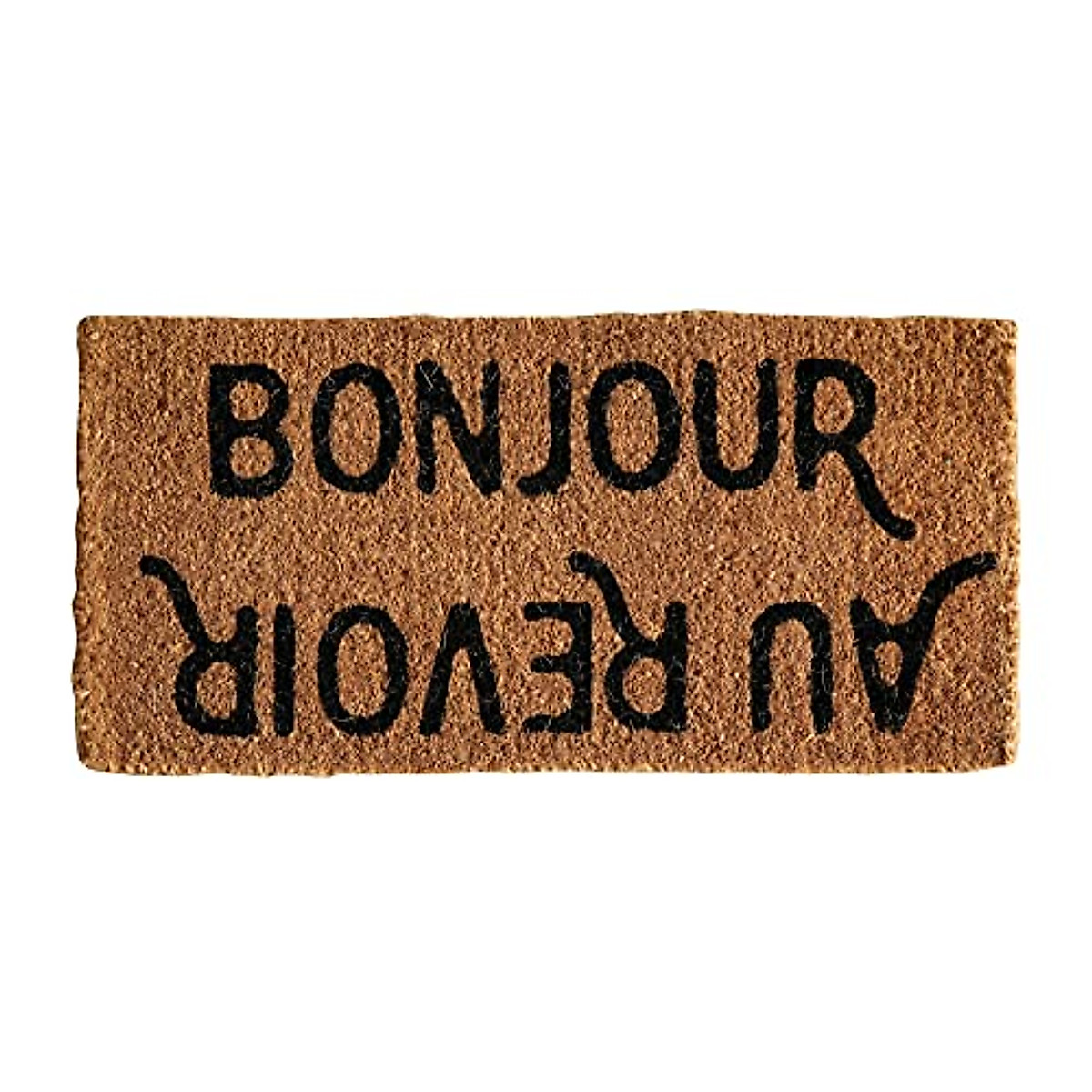 Creative Co-Op Bonjour/Au Revoir Natural Coir Doormat, 32" x 16"