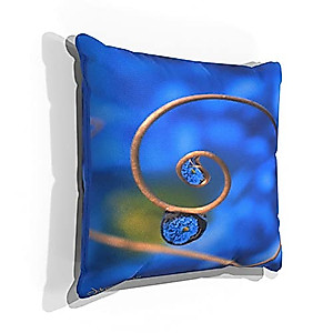 Blue Chrysanthemuns In Dew Drops Canvas Throw Pillow for Couch or Sofa at Home & Office from Photograph by Steve Terrill 18" x 18".