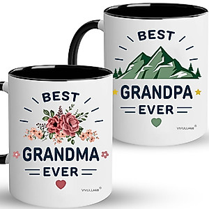 Christmas Gifts For Grandparents Mug Set, Present Grandma Grandpa Cups, Gifts Ideas From Grandkids, Grandchildren, New Grandparent Announcement Christmas Valentine Birthday, Baby Reveal for Nana Papa