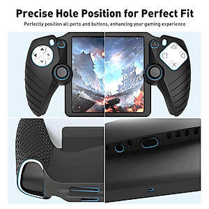 Foluck 3 in 1 Accessoris Set Compatible with Playstation Portal, EVA Carrying Case for PS5 Portal, Soft Silicone Protective Cover, 2 Pack Screen Protector, Ps Portal Accessories, Black