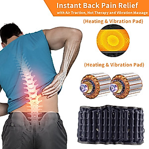 HONGJING Decompression Back Belt with Heat & Massage, Lumbar Support Belt for Immediate Lower Back Pain Relief, Back Traction Device with Rechargeable Battery (29-49 inch Waists)