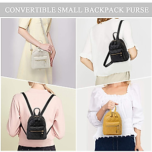 Kasqo Mini Backpack Purse for Women, Small Lightweight PU Leather Shoulder Bags Quilted Purses and Handbags