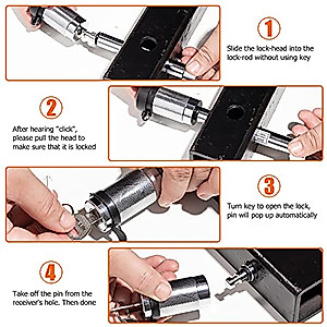 CZC AUTO Locking Hitch Pin Fit 2" & 2.5" Receiver, Trailer Hitch Lock with 5/8" Pin, Hitch Pin Lock for Class III IV, Chrome Coated Tow Hitch Locking Pin with Keys
