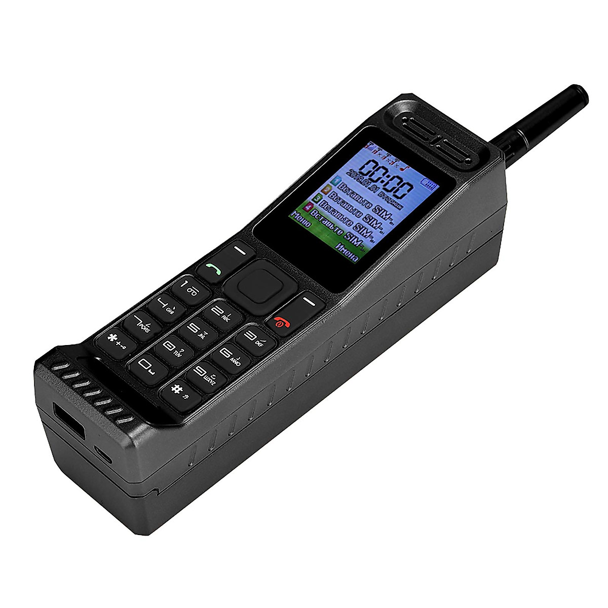 Retro Brick Shape Mobile Phone, W2 Unlocked Big Cellphone 2G Retro Bluetooth Cell Phone 1.77in Screen 4800mAh Power Bank Support Four Card Four Standby (Black)