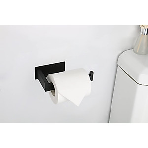 Vanloory Toilet Paper Holder, Self Adhesive Tissue Holder Stainless Steel Rustproof Paper Roll Holder, No Drilling Easy to Install, Toilet Paper Rack Suitable for Office, Bathroom (Matte Black)