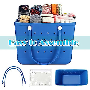 MYHOZEE Beach Bag Large Rubber Tote Bag With Holes,for Women，Washable Open Tote Handbag Waterproof Tote Swim Bag for Beach Pool Sports Market Outdoor shopping