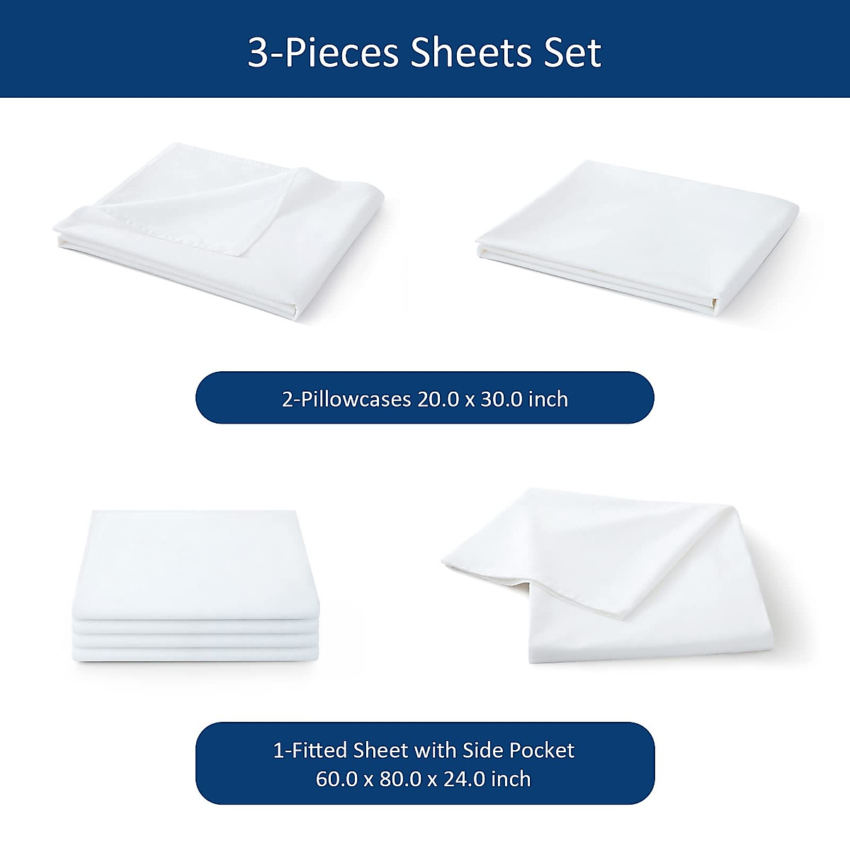 Extra Deep Pocket Queen Sheet Set and Mattress Pad Cover, Cooling Quilted Mattress Topper fits 16-24 Inches Deep Mattresses