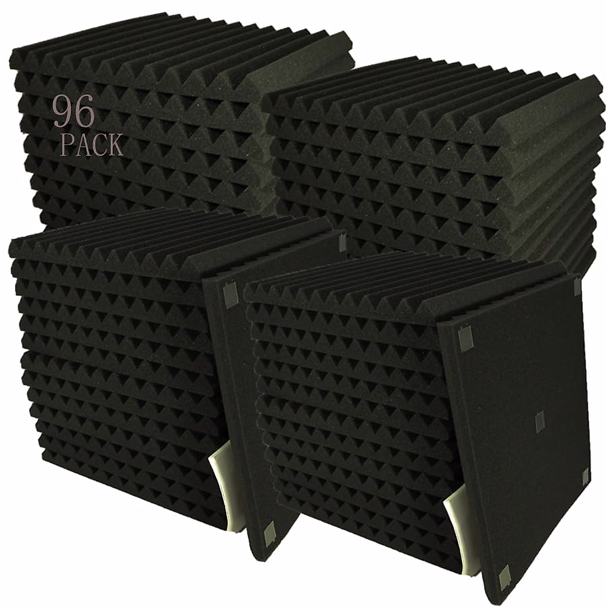 96 Pack Black/RED 12 "X 12 "X1" Acoustic Panels Studio Soundproofing Foam Wedge Tiles,