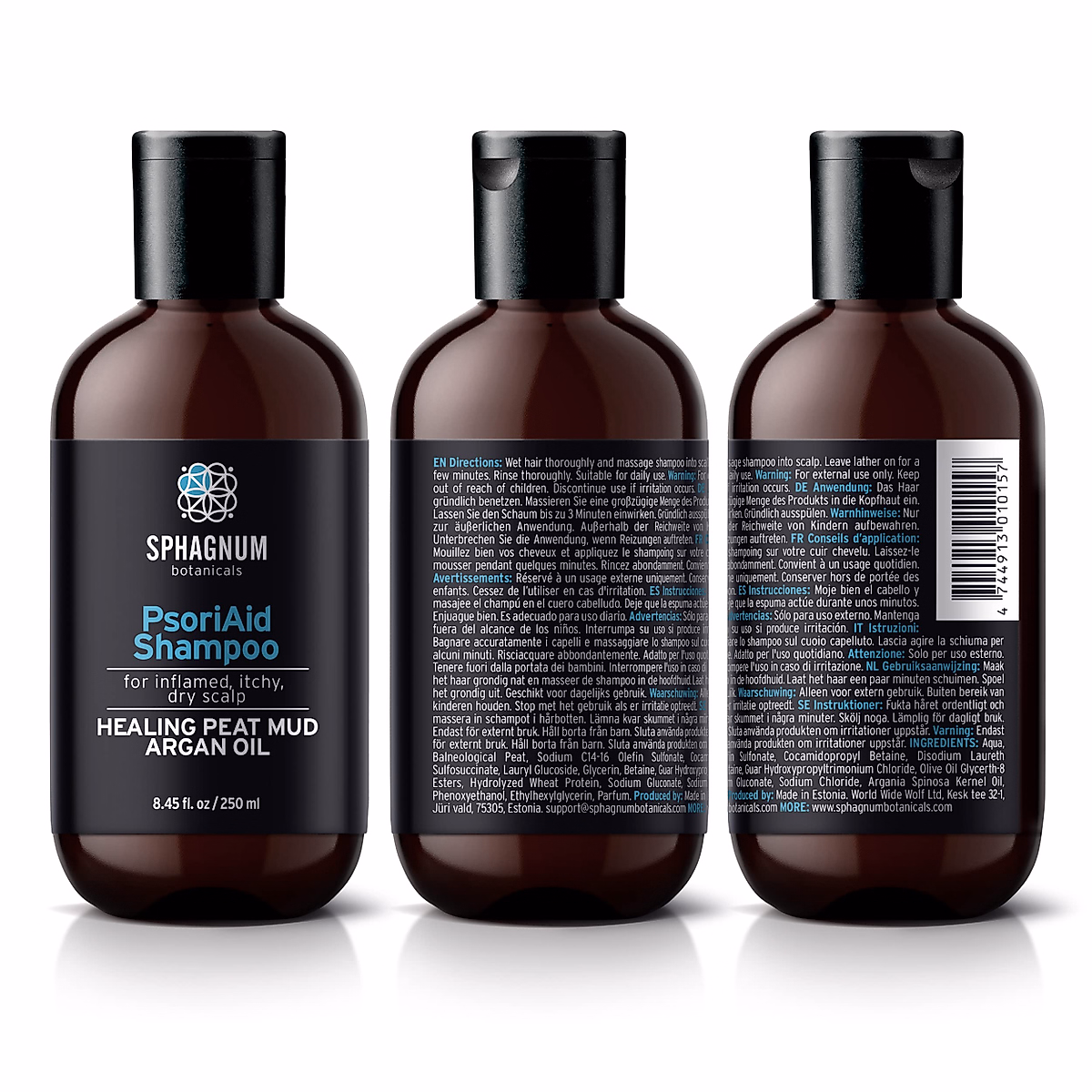 Sphagnum Botanicals Psoriasis Shampoo - Peat Mud & Fulvic Acid Therapy for Itchy and Red Scalp Treatment. No Coal Tar. 8.45 Oz