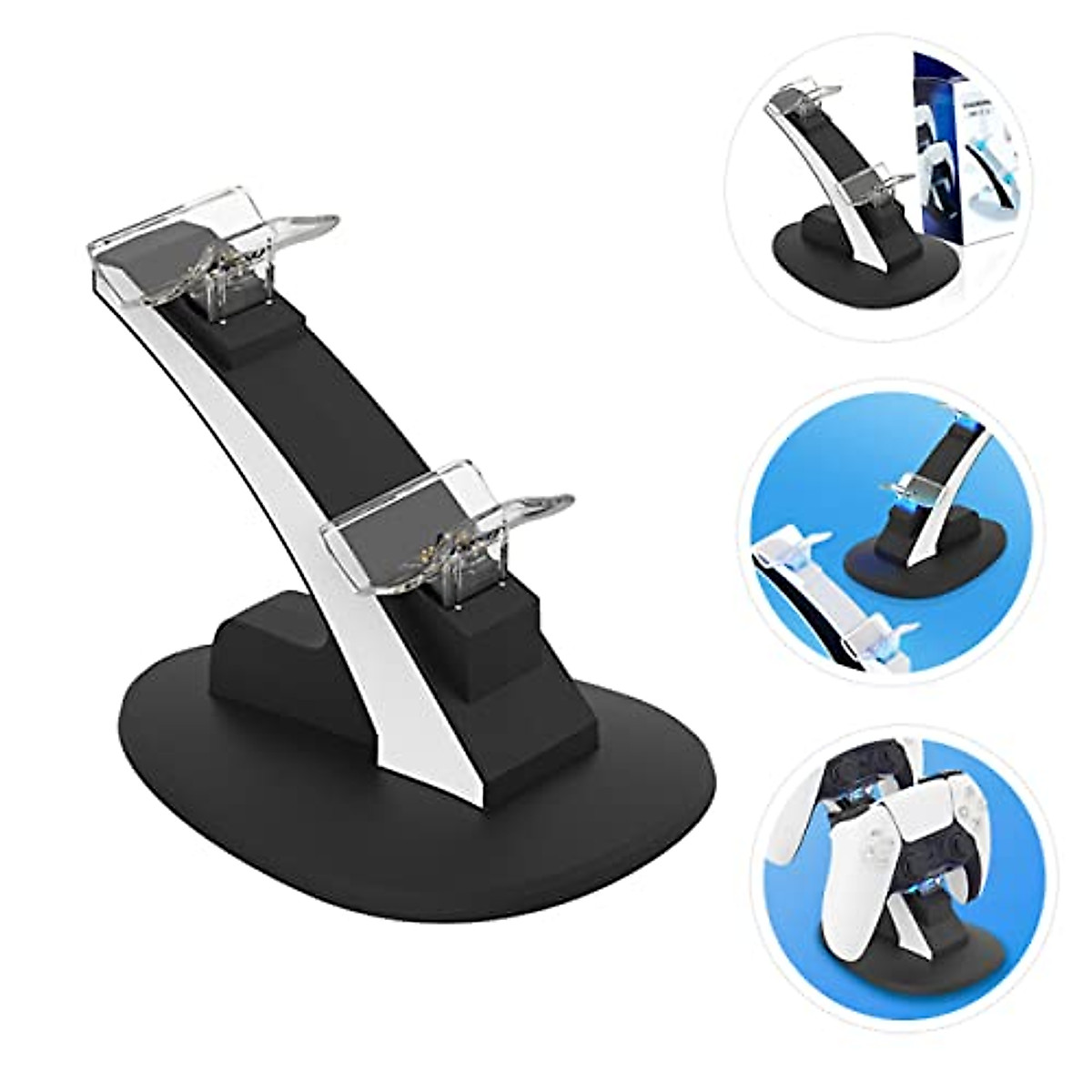 SOLUSTRE Controller Compatible for Display Compatible for ps Rack Station Dock Dual-Charging Black Charger Storage Desktop Dual Game Stand Conter Gamepad Compatible with ps Base Slot