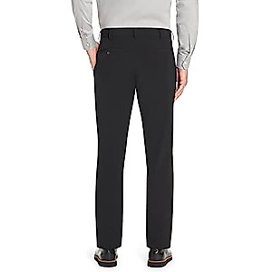Van Heusen Men's Stain Shield Stretch Slim Fit Flat Front Dress Pant, Black, 29W x 32L