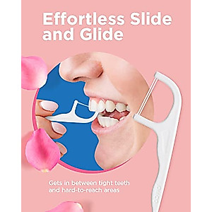 Piico Rose Floss Picks with Xylitol, 100 Counts, Unbreakable and Shred-Resistant Flossers for Adults, Resealable Pack, Long-Lasting Unique Flavored Dental Floss Picks, Doubles as Portable Dental Picks