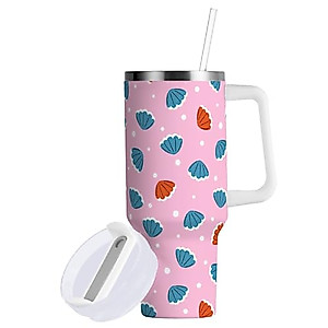 ARGTILDN 40 oz Tumbler Starfish Polka Dots Insulated Travel Mug with Handle and Straw Lid Stainless Steel Vacuum Coffee Cup Tea Beverage Container Water Bottles for Car Sports office