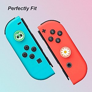 16 Pcs Cute Thumb Grip Caps Compatible with Nintendo Switch/Switch OLED/Switch Lite Console, Soft Silicone Analog Stick Button Cover for Joy-Con Controller, Joystick