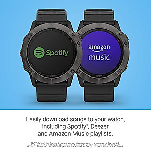 Garmin 010-02157-10 fenix 6X Sapphire, Premium Multisport GPS Watch, features Mapping, Music, Grade-Adjusted Pace Guidance and Pulse Ox Sensors, Dark Gray with Black Band