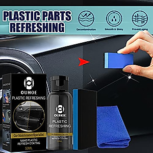 30/50ML Plastic Revitalizing Coating Agent,Nano Plastic Refreshing Coating, Plastic Parts Refurbish Agent for Car, Plastic Parts Retreading Agent Automotive Interior Cleaning Agent (50ml, 3sets)
