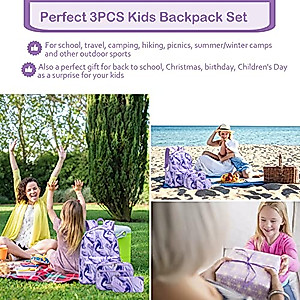 Kids Backpack Set for School, 3PCS School Bookbag Set with Square Lunch Bag Pencil Pouch, Water Resistant Large Capacity School Bag for Elementary Middle High School Girls Boys