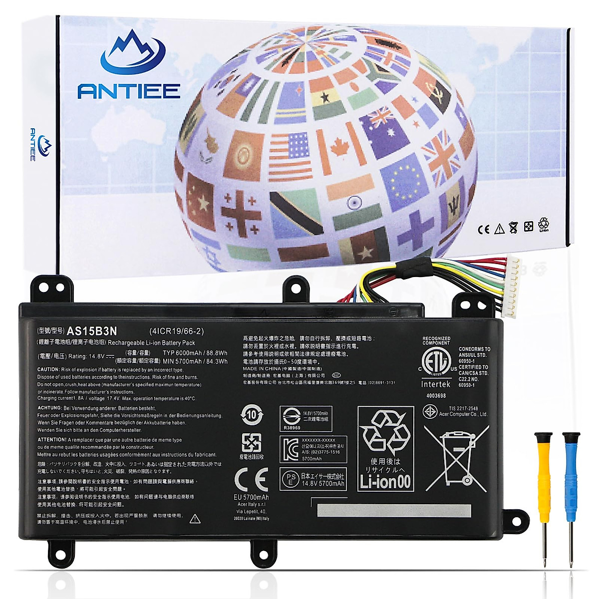 ANTIEE AS15B3N Laptop Battery for Acer Predator 15 G9-591 G9-591G G9-592 G9-592G G9-593 Predator 17 G5-793 G9-791 G9-791G G9-792 G9-792G G9-793 Predator 17X GX-791 GX-792 21X GX21-71 G9000 4ICR19/66-2