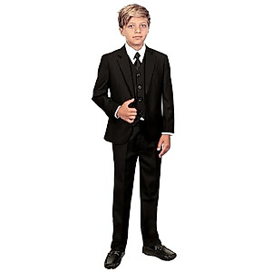 Gioberti Boy's Formal 7 Piece Suit Set, Black, Size 7