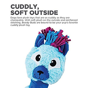 Outward Hound Braidy Budz Blue Llama Dog Toy - Cozy Plush Outside with Twisted Braided Jersey Inside, Small