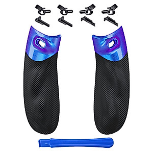 eXtremeRate FLEXOR Rubberized Side Rails Grips Trigger Stop Kit for Xbox Series X/S Controller, Ergonomic Trigger Stopper Handle Grips for Xbox Core Controller – Diamond Textured Chameleon Purple Blue