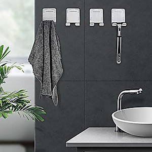 mydhadwre Razor Holder for Shower,Adhesive Shaver Hooks for Wall,Stainless Steel Towel Hooks for Bathroom, Waterproof Hangers for Robe Loofah Coat Keys Bag Plug