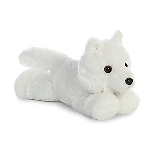 Aurora® Adorable Mini Flopsie™ White Wolf Stuffed Animal - Playful Ease - Timeless Companions - White 8 Inches