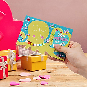 JOYIN 28 Packs Valentine Cards with Mosaic Crystal Gem Sticker Art Kits for Kids Valentine's Day DIY Craft Jewels Valentines Day Classroom Exchange Prizes and Gifts, Valentine’s Greeting Cards