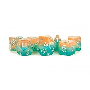 Metallic Dice Games Poly Set Layered Stardust Sunset w/Silver (7)