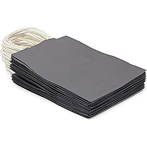 Medium Gift Bags with Handles, Dark Grey (8 x 10 x 4 Inches, 25 Pack)
