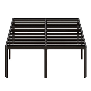 Likelalaso 24 Inch High Queen Bed Frame with Rounded Corner, Heavy Duty Metal Bed Frame Queen Size Under-Bed Storage Space, No Box Spring Needed, Noise Free, Easy Assembly, Black