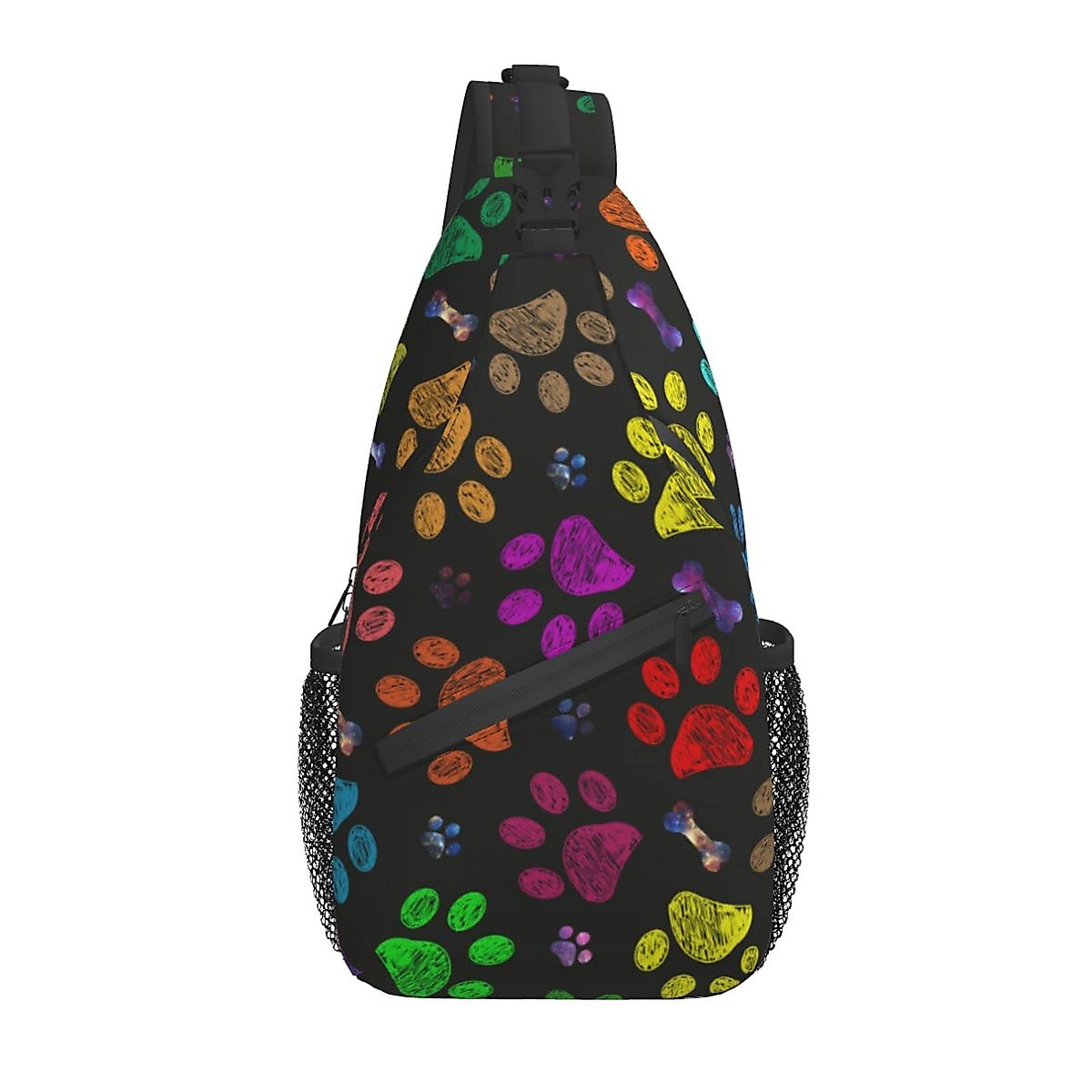 Dog Paw Print Sling Bag Crossbody Backpack For Women Men Hiking Travel Over The Shoulder Bag Pouch Small Daypack Casual One Strap Pack Lightweight Cross Chest Bag Purse Outdoor Cycling