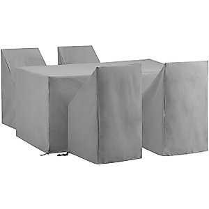 Crosley Furniture Patio Furniture Covers, Waterproof 5-Piece Cover Set for Dining, Outdoor Table and Chairs, Gray
