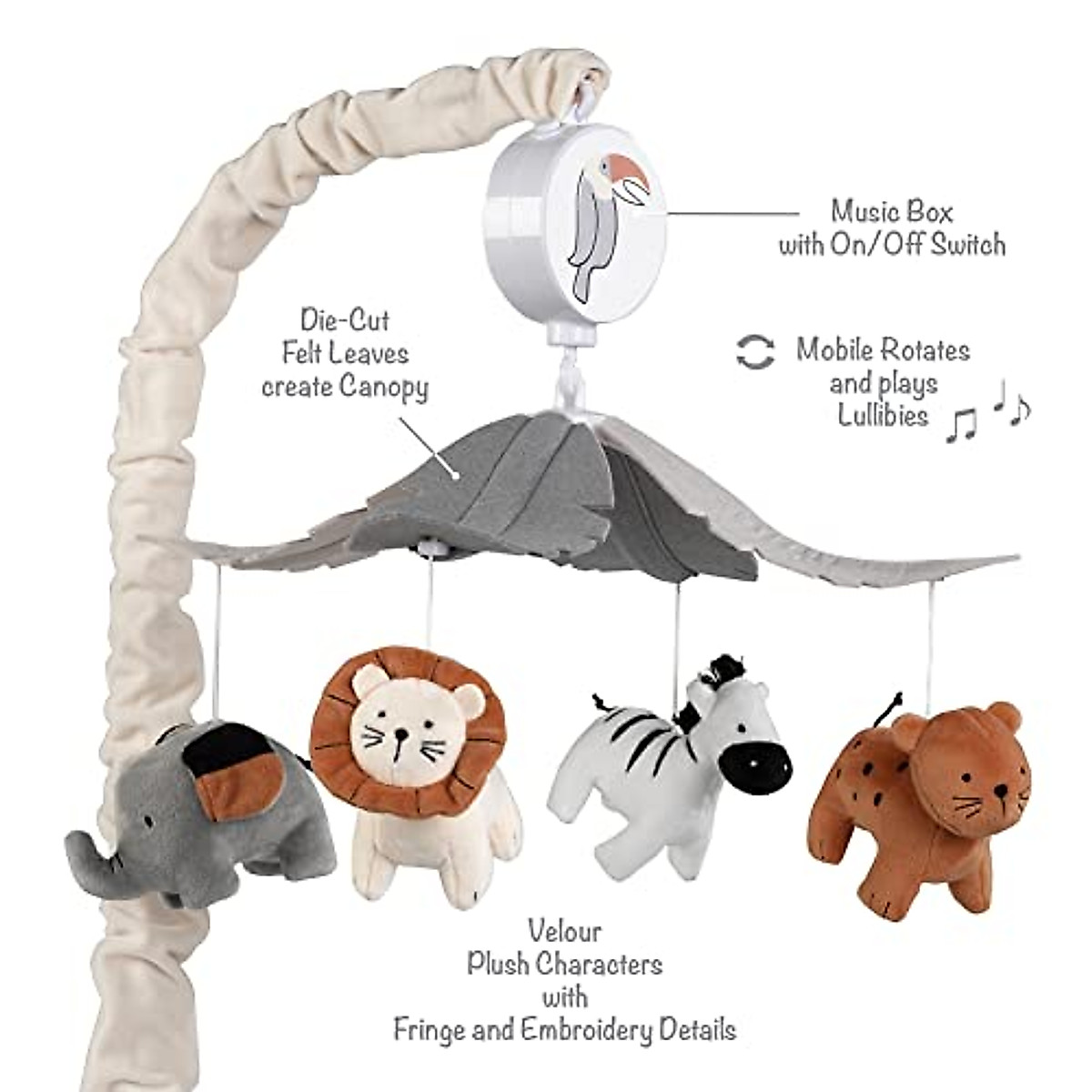 Lambs & Ivy Jungle Musical Baby Crib Mobile 718018 Multicolor