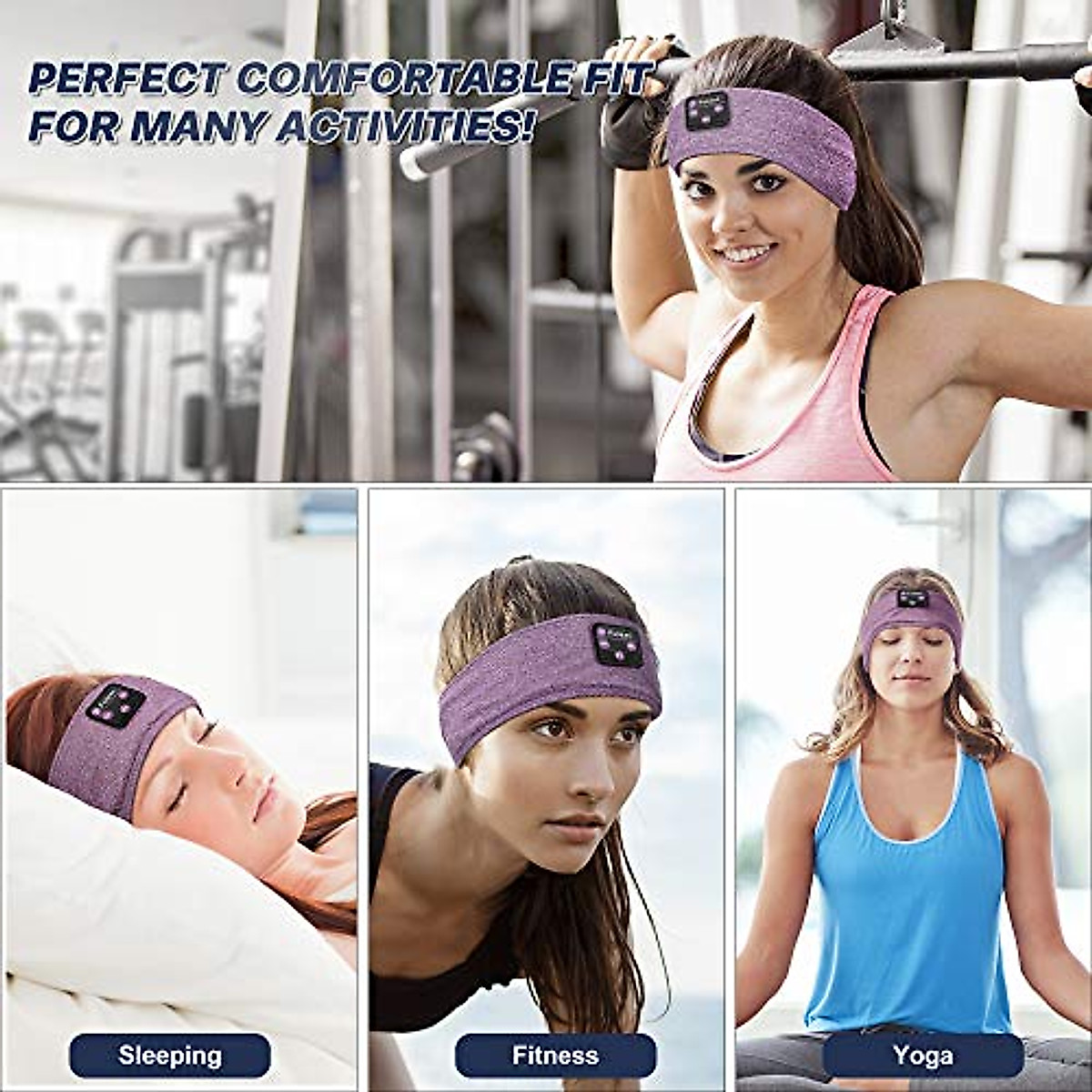 Lavince Sleep Headphones Bluetooth Sports Headband, Wireless Sports Headband Headphones with Ultra-Thin HD Stereo Speakers Perfect for Workout,Jogging,Yoga,Insomnia,Side Sleepers,Air Travel,Meditation