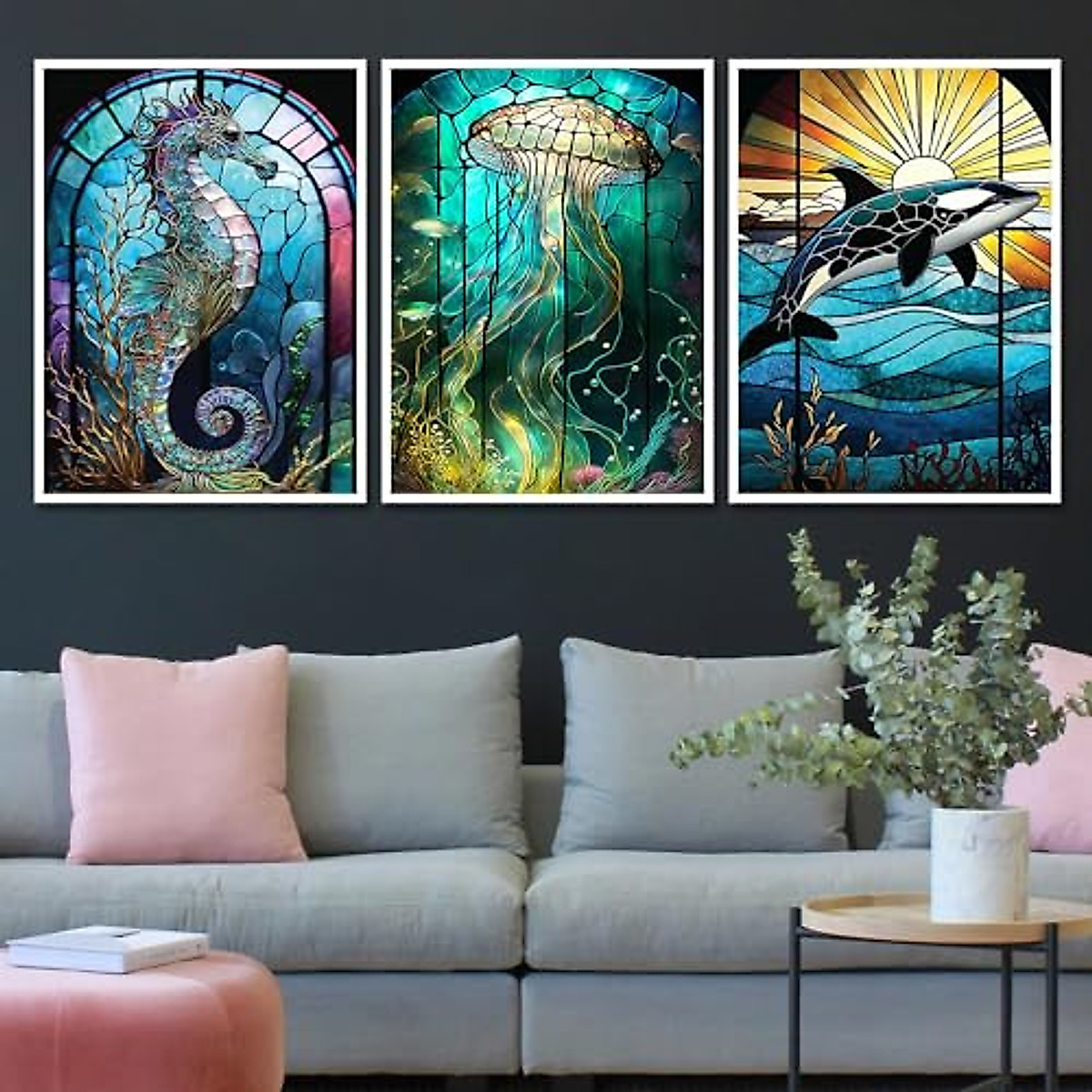 AOKLLA Diamond Painting Kits for Adults Clearance, 6 Pack Sea Animals Diamond Art Kits for Kids, DIY 5D Round Full Drill Crafts Diamond dots Home Wall Decor Gifts (12x16inch)