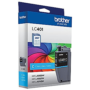 Brother Genuine LC401C Standard-Yield Cyan Ink Cartridge