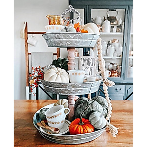 3 Tiered Tray Stand [XL] - Stunning, Extra Large Three Tiered Tray Stand, Farmhouse Tiered Tray, Cookie Display Stand, Metal Serving Tray, Galvanized Tiered Tray for Rustic Party Decor, Pastry Stand
