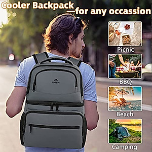 Cooler Backpack, 26 Cans Insulated Lunch Backpack for Man Women, Leakproof Double Layer Lunch Cooler Bag Lightweight Soft Lunch Backpack with Cooler Compartment, Beer Gifts for Beach Camping Hiking