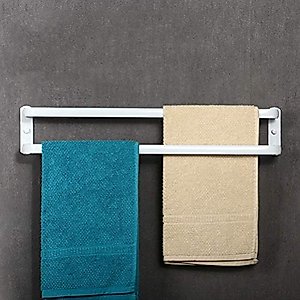 Towel Racks Bathroom Wall Mounted,Multilayer Dislocation Space Aluminum Towel Rail,Towel Stands for Bath Hotel Kitchen White Triple Layer 60Cm,White,Triple Layer 40Cm(Color:Light Green,Size:Double Lay