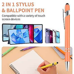 TIESOME 6 Pcs Gel Ink Pens with Stylus Tips, 1.0 mm Black Ink Pens Fine Point, Stylus Pens for Touch Screens, Metal Pens,2 in 1 Stylus Ballpoint Pens for School Office Supplies