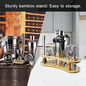 SUNPIN Cocktail Shaker Bartender Kit with Bamboo Stand, muddler for cocktails bar kit,24 oz Stainless Steel martini shaker, drink mixer,16-Piece bar set cocktail shaker set