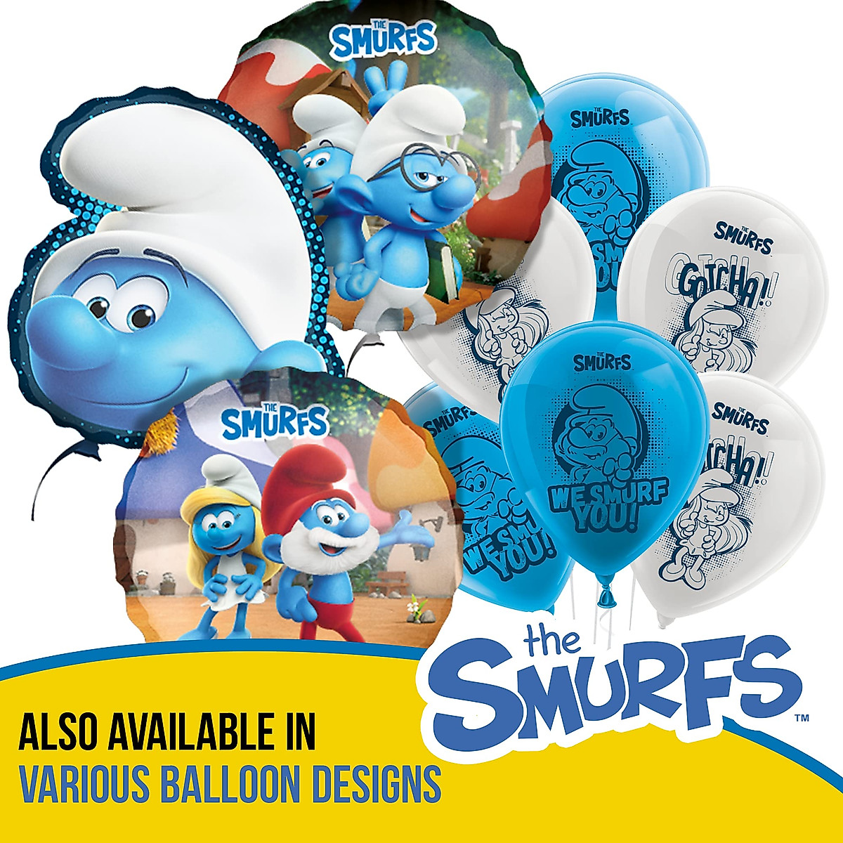 Party Factory `Smurfs' Pennant Chain Paper with 10 pennants, Length Approx. 196.8 inch, Party Garland, Birthday Decoration, Theme Party