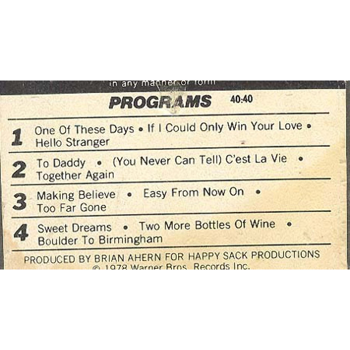 EMMYLOU HARRIS: Profile -12596 8 Track Tape