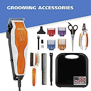 Wahl Groom Pro Pet Clipper Combo Kit for Thick, Heavy Coats with Nail Clippers & Double Sided Pin Bristle Brush - Model 9308-100