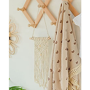 CHUNGEL Cotton Baby Muslin Tassles 40"x 47", Baby Receiving Blanket with Fringe, Boho Muslin Swaddle Blanket with Fringe- Earth Rainbow…