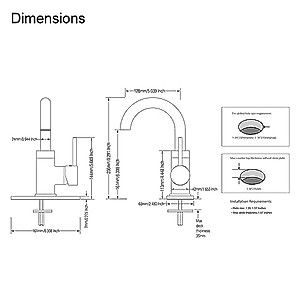 RKF Single-Handle Bathroom Sink Faucet, Swivel Spout, with Pop-up Drain with Overflow and Supply Hose,Bar Sink Faucet,Small Kitchen Faucet Tap,Matte Black,BF3501P-MB